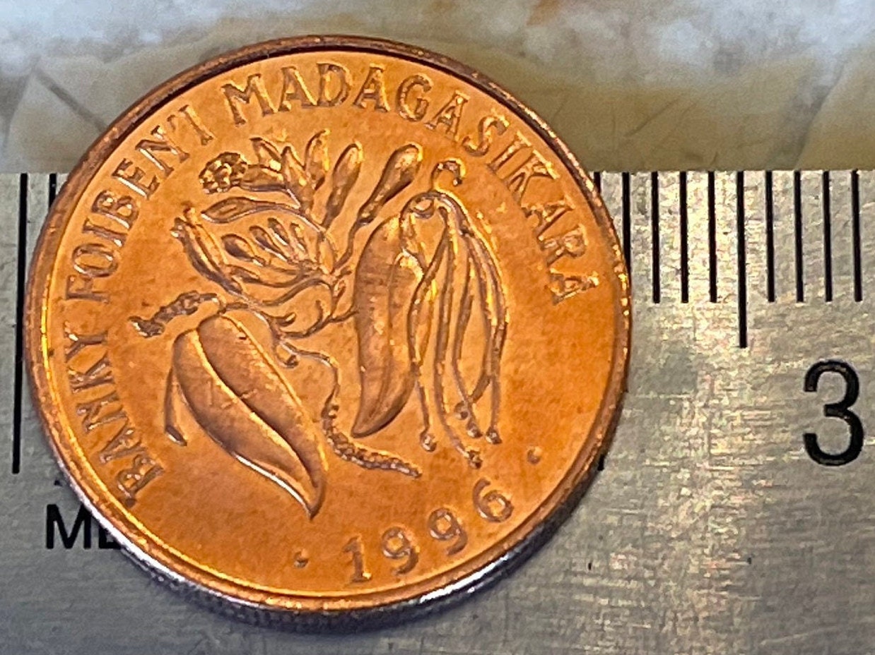 Zebu and Vanilla 10 Francs Madagascar Authentic Coin Money for Jewelry ...