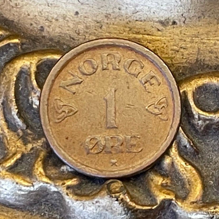 King Haakon 7 Monogram Norway 1 Ore Authentic Coin Charm for Jewelry a ...