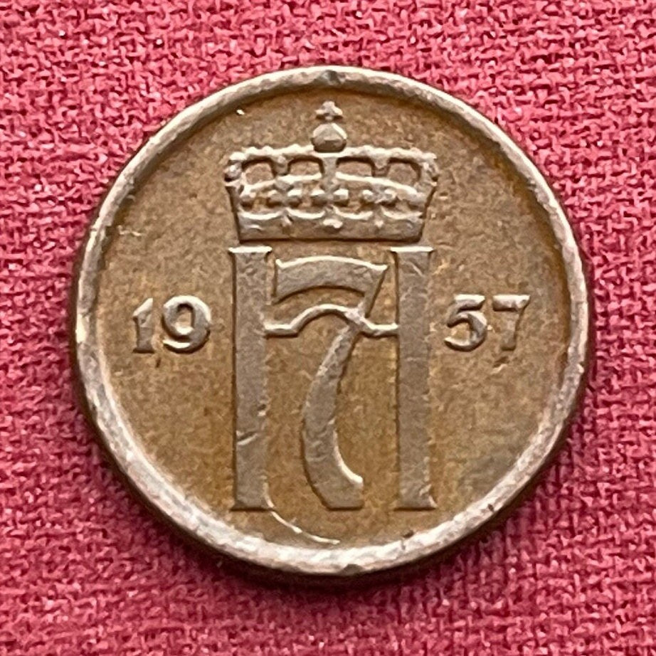 King Haakon 7 Monogram Norway 1 Ore Authentic Coin Charm for Jewelry a ...